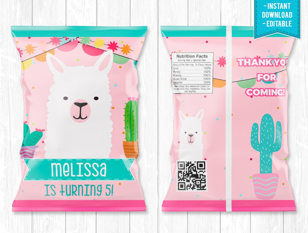 Llama Chip Bag Llama Bundle Party Package A Whole Llama Fun Cactus ...