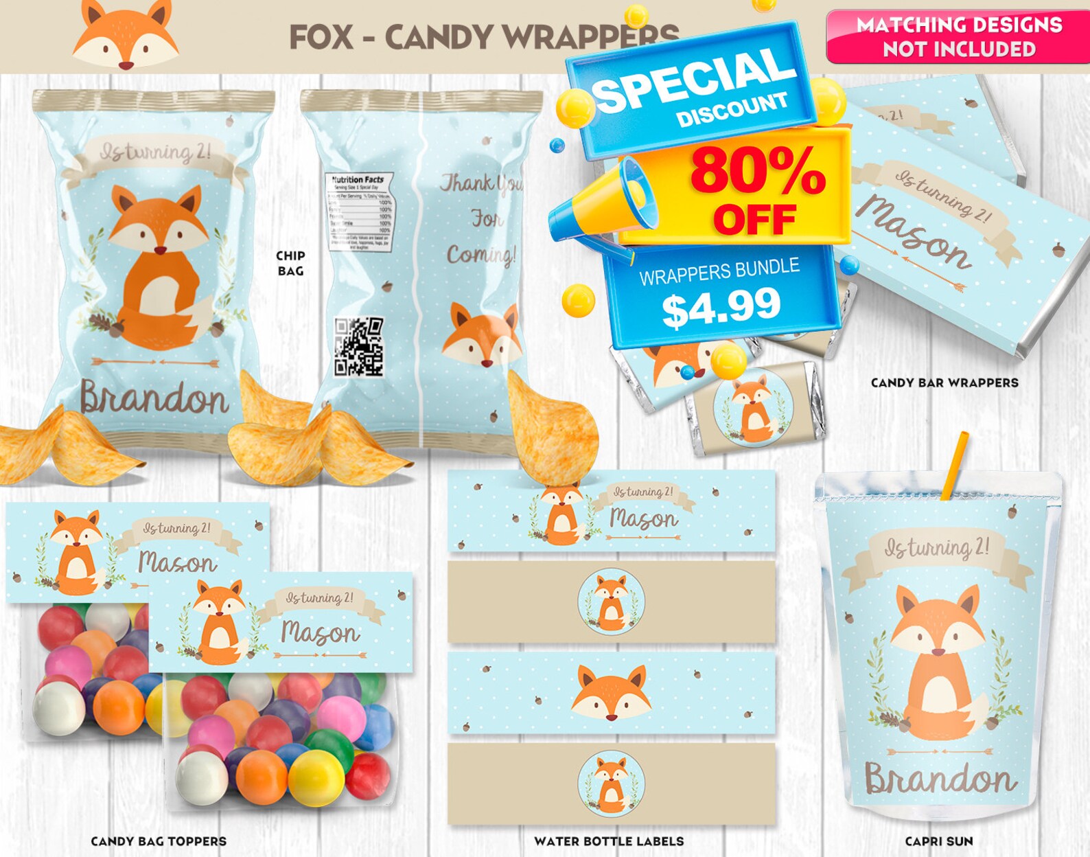 Fox Party Decorations Fox Bundle Party Package Fox Birthday Fox Baby ...