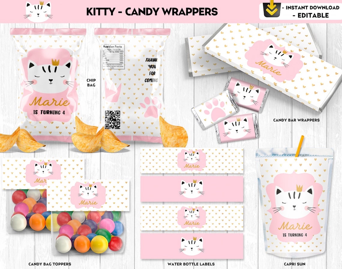 Cat Wrappers Cat Party Birthday Cat Bundle Party Package Pet Adoption ...