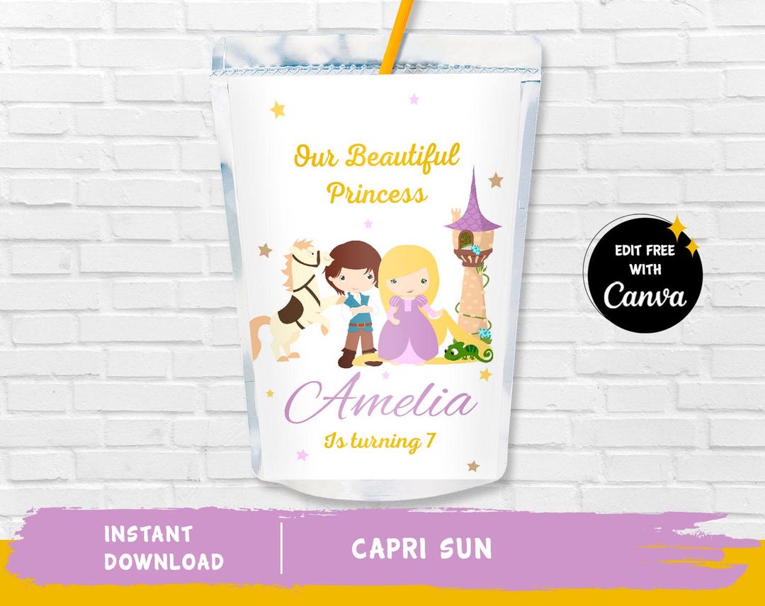 Rapunzel Capri Sun Rapunzel Juice Label Princess Water Tangled Label ...
