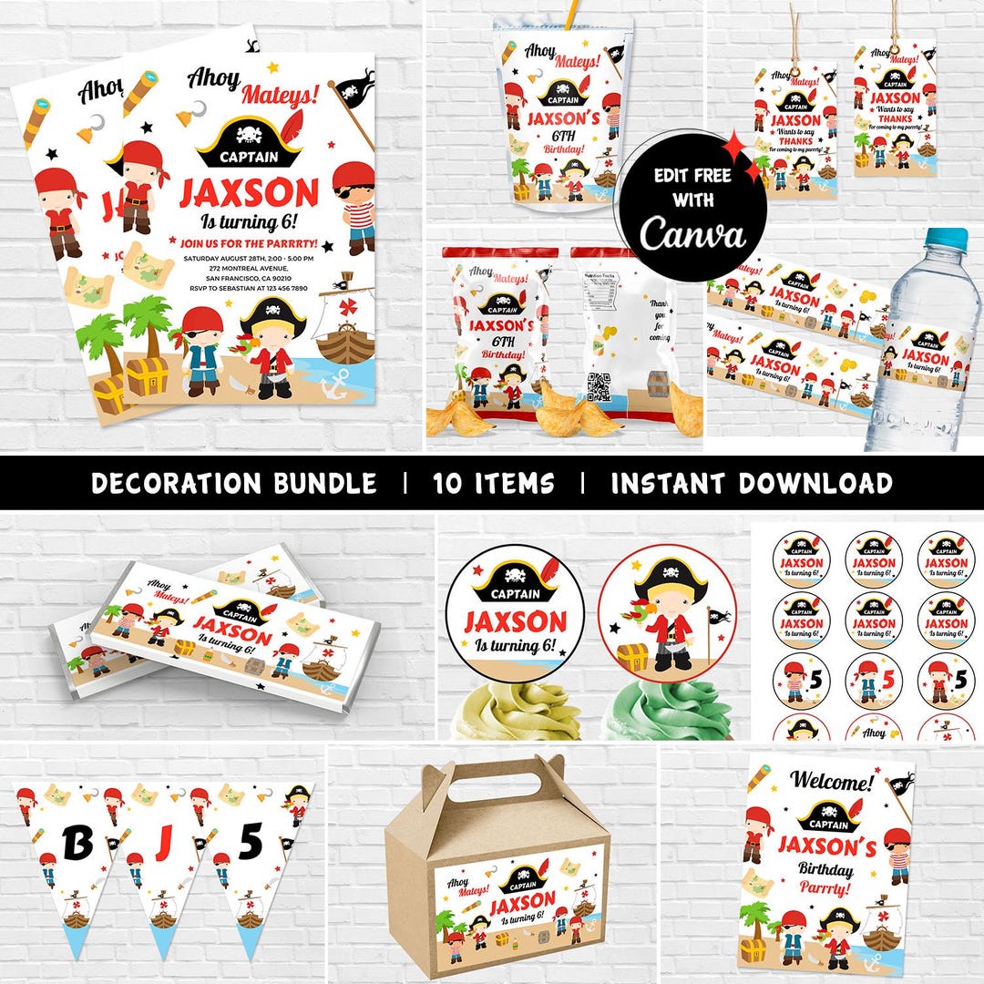 Pirate Party Decoration Pirate Bundle Pirate Birthday Ahoy Mateys ...