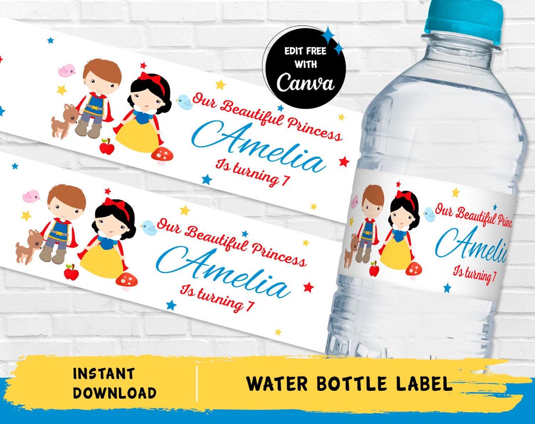 Snow White Water Bottle Label Snow White Juice Label Princess Water ...