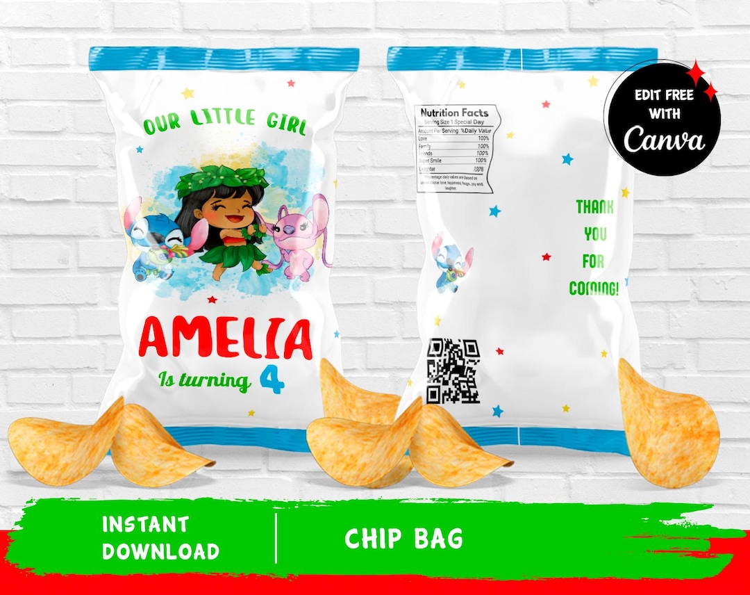Lilo and Stitch Chip Bag Stitch Potato Chips Stitch Hawaiian Beach Lilo ...