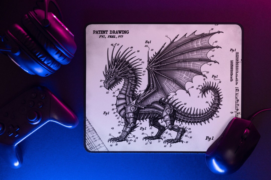 Dragon Mouse Pad, Blueprint Mousepad, Medieval Creative Manly Stuff ...