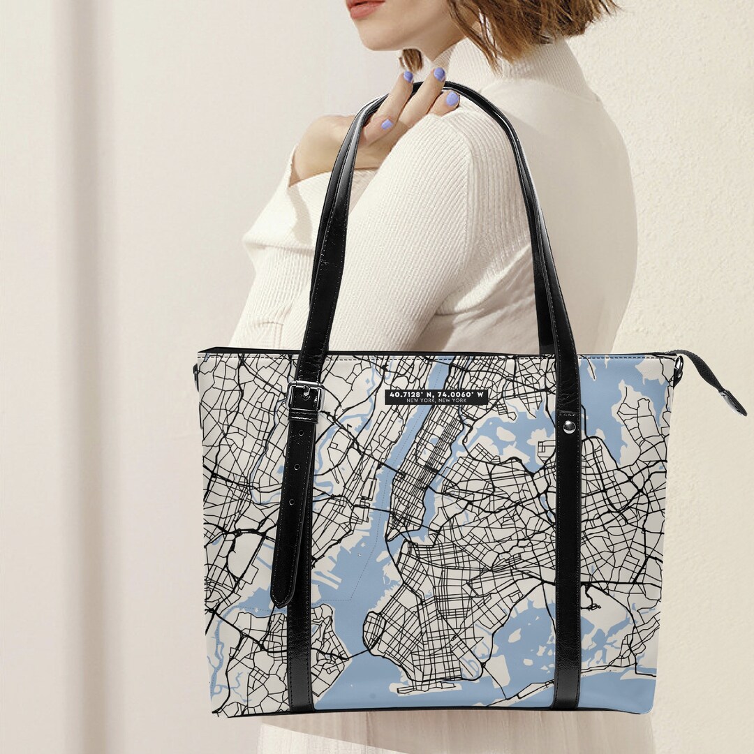 Tote Bag, Large Unique New York City Map Gift NYC Fashion Totes Purse ...