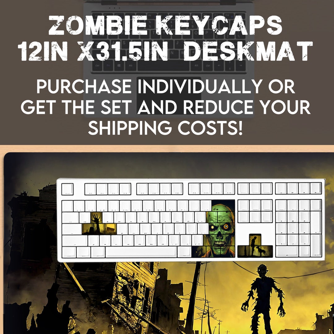 Zombie Keycaps Deskmat, PBT Key Caps Set Apocalyptic Desk Mat Keyboard ...