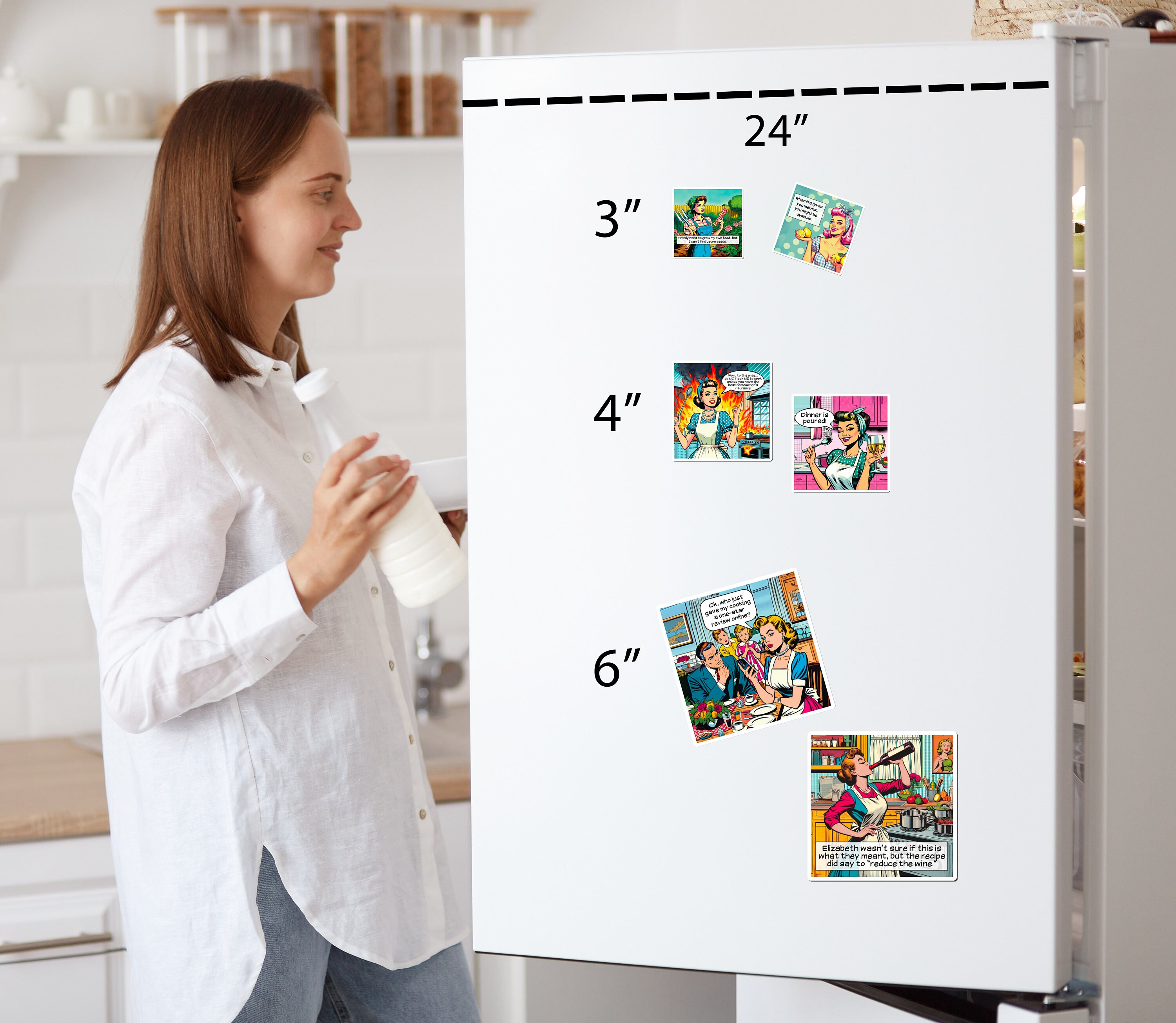 Funny Pop Art Magnet Gift Retro Housewife Vintage Inspired Cubicle ...