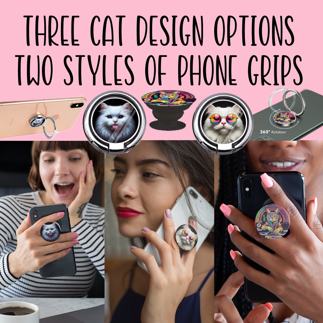Phone Grip Cute Cat Phone Stand Holder Gift Cats Finger Grips Cell ...
