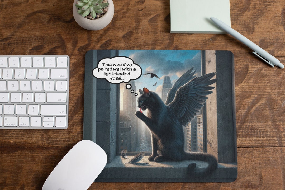 Black Cat Mouse Pad, Realistic Cat Humor Cat Stuff, Funny Cat Mousepad ...