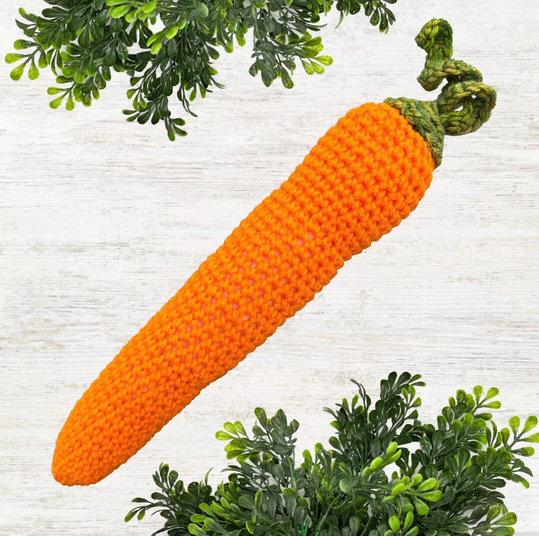 Cat Toy Carrot Kicker, Cute Crochet Orange & Green Yarn, Kitten Feline ...