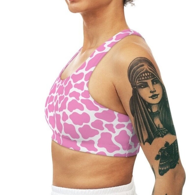 Bra Sports Cow Print in Black or Pink, Seamless Active Sports Bra ...