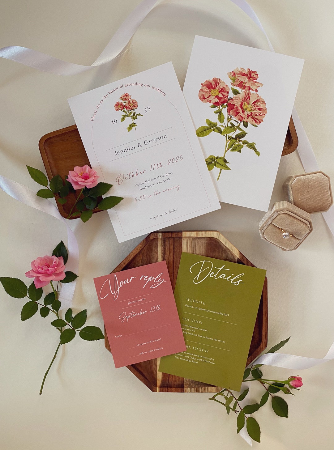 Rose Wedding Invitation Suite, Garden Wedding, Rose Invitation - Etsy