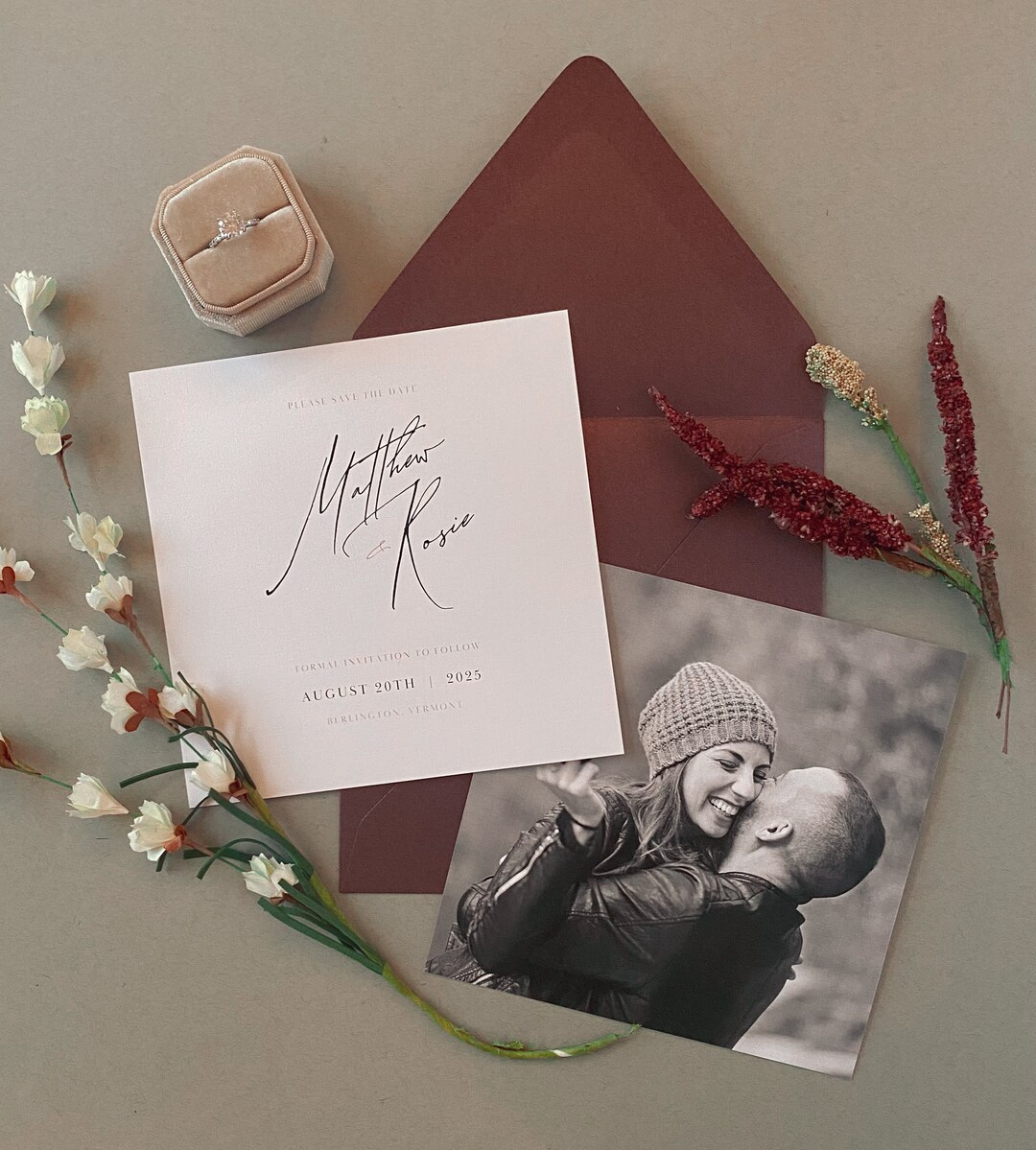 Square Save the Date With Photo Back, Engagement Photo Save the Dates ...