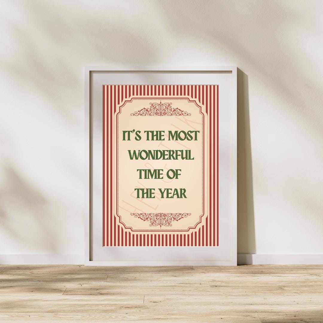 Classic Christmas Quotes Poster | Holiday Lyric Wall Art | Festive Red ...