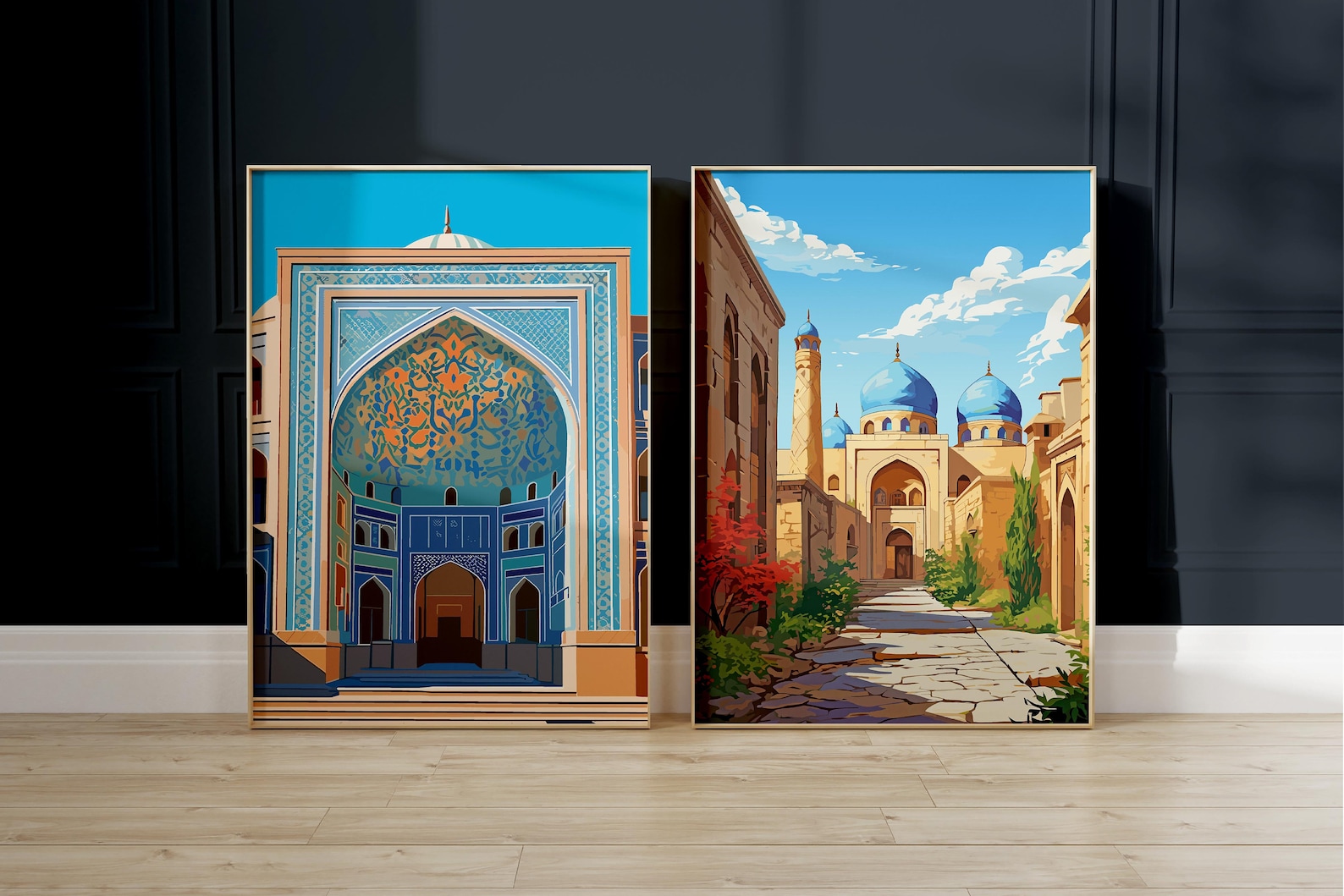 Samarkand and Bukhara - Uzbekistan Travel Poster - SET OF 2 - Digital ...
