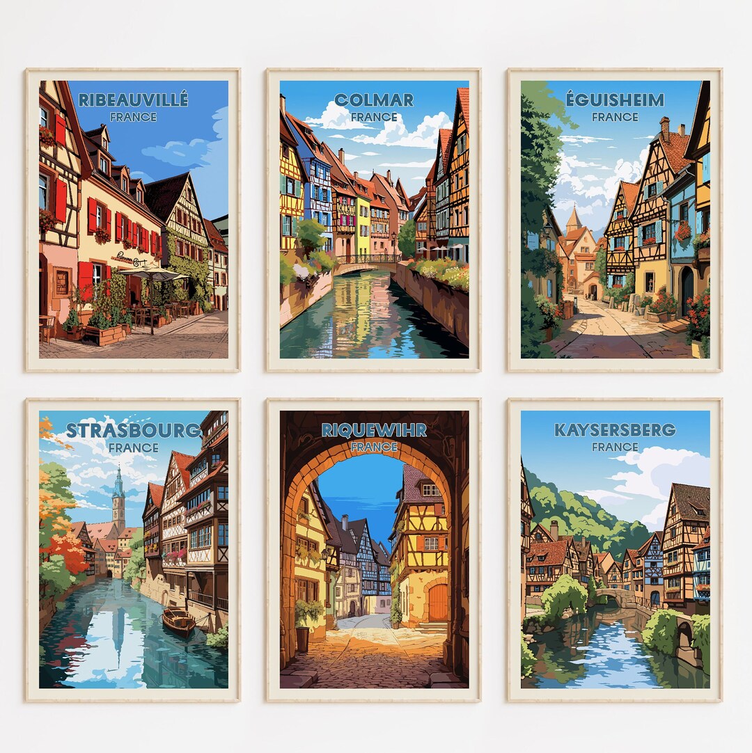 Alsace Travel Poster Set - SET OF 6 - Colmar, Éguisheim, Kaysersberg ...