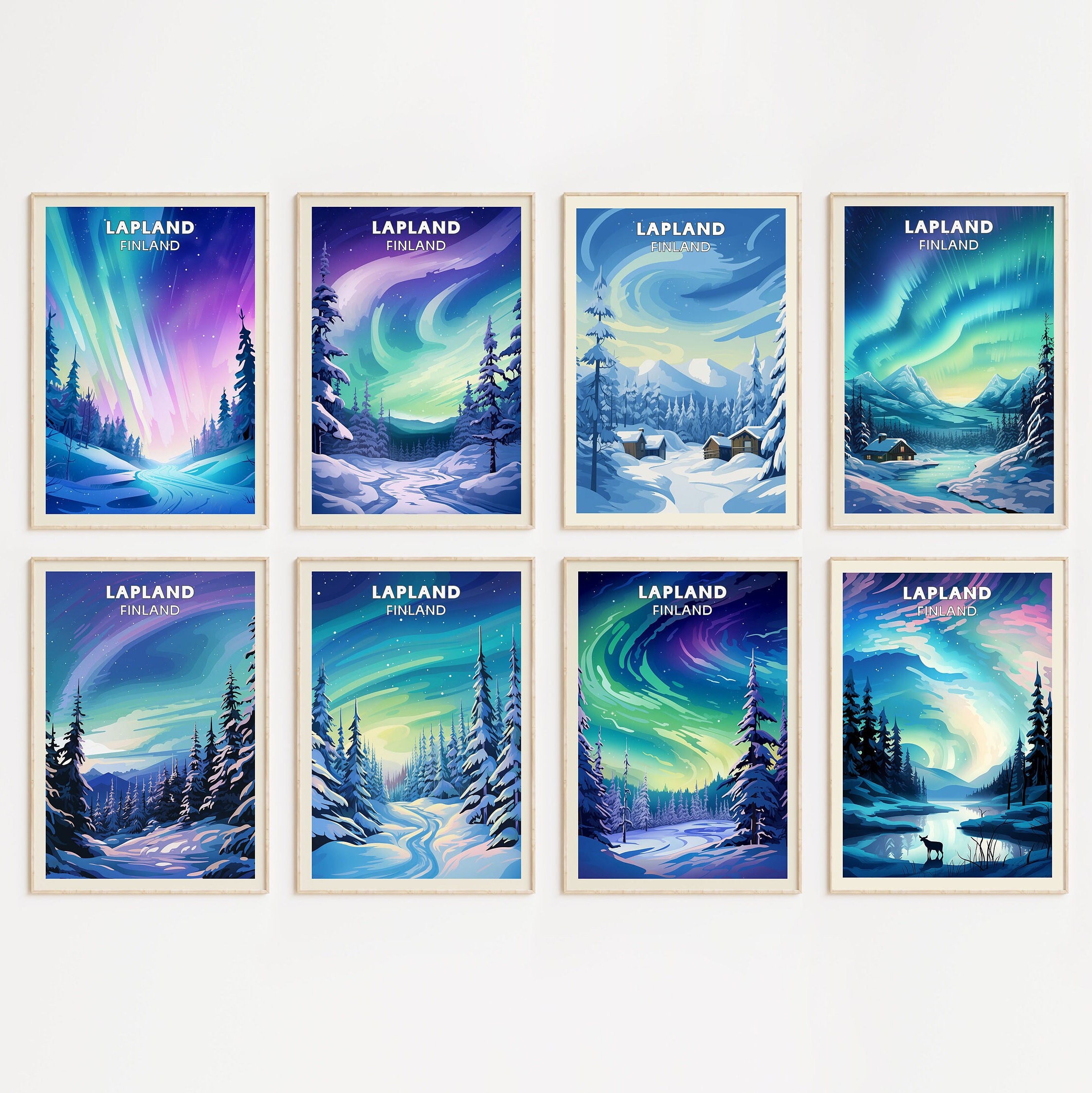 Lapland, Finland - Travel Poster Set of 8 - Etsy
