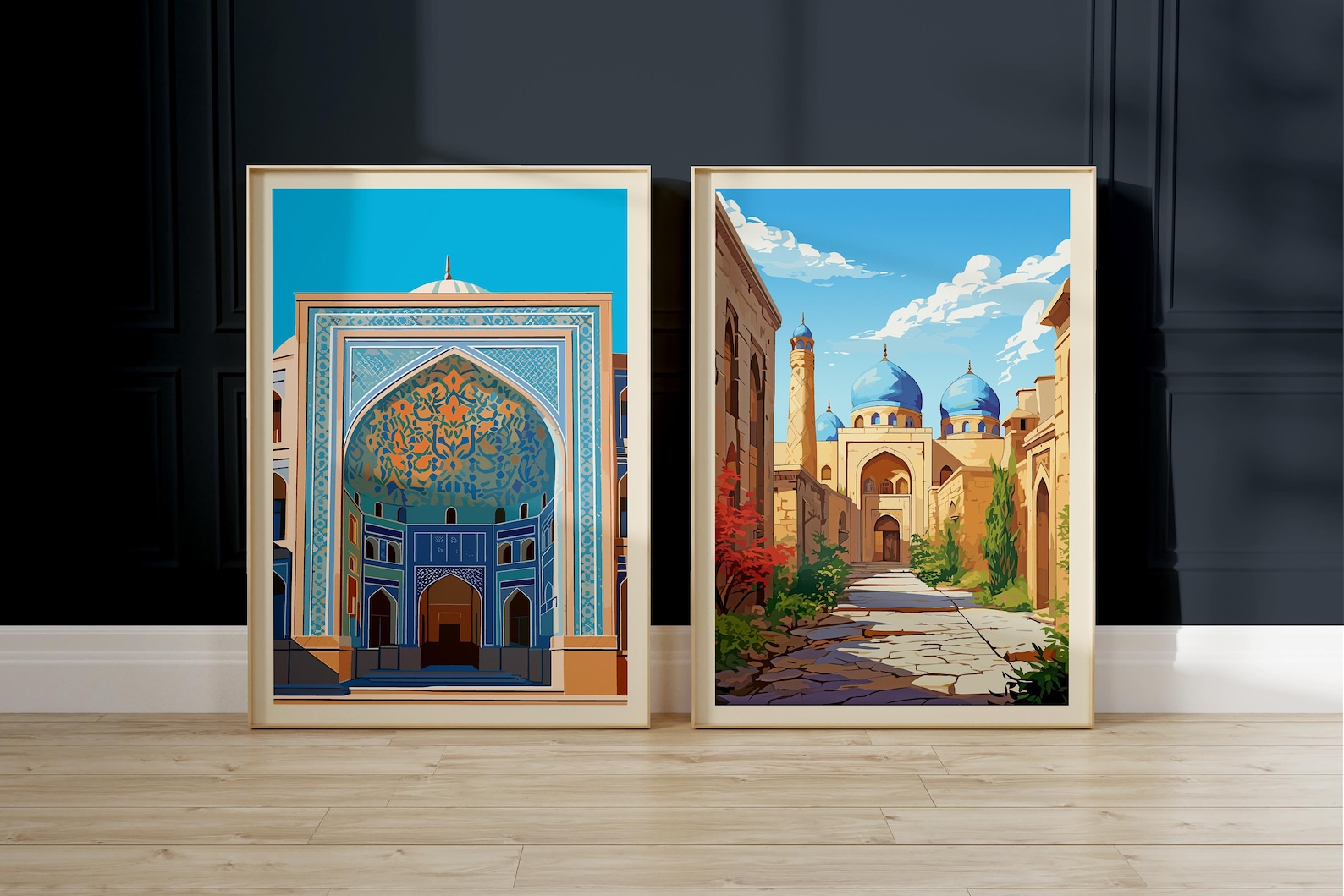 Samarkand and Bukhara - Uzbekistan Travel Poster - SET OF 2 - Digital ...