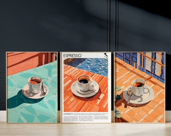 Breakfast Tea Poster - SET OF 3 - Tea Poster, Kitchen Wall Art, Retro ...