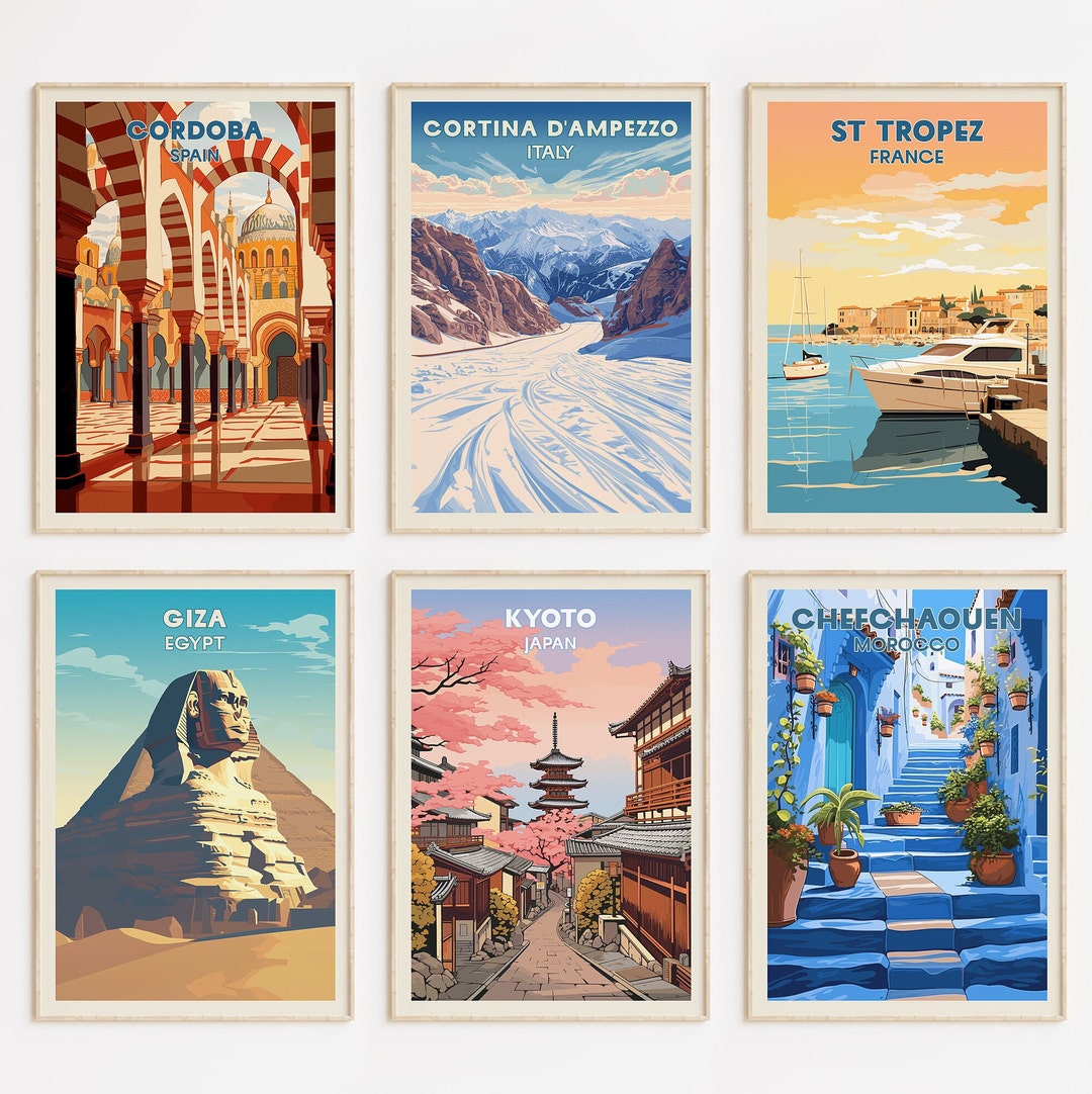 Custom Travel Poster Set - SET OF 6 - Choose Your Own Prints From Our ...