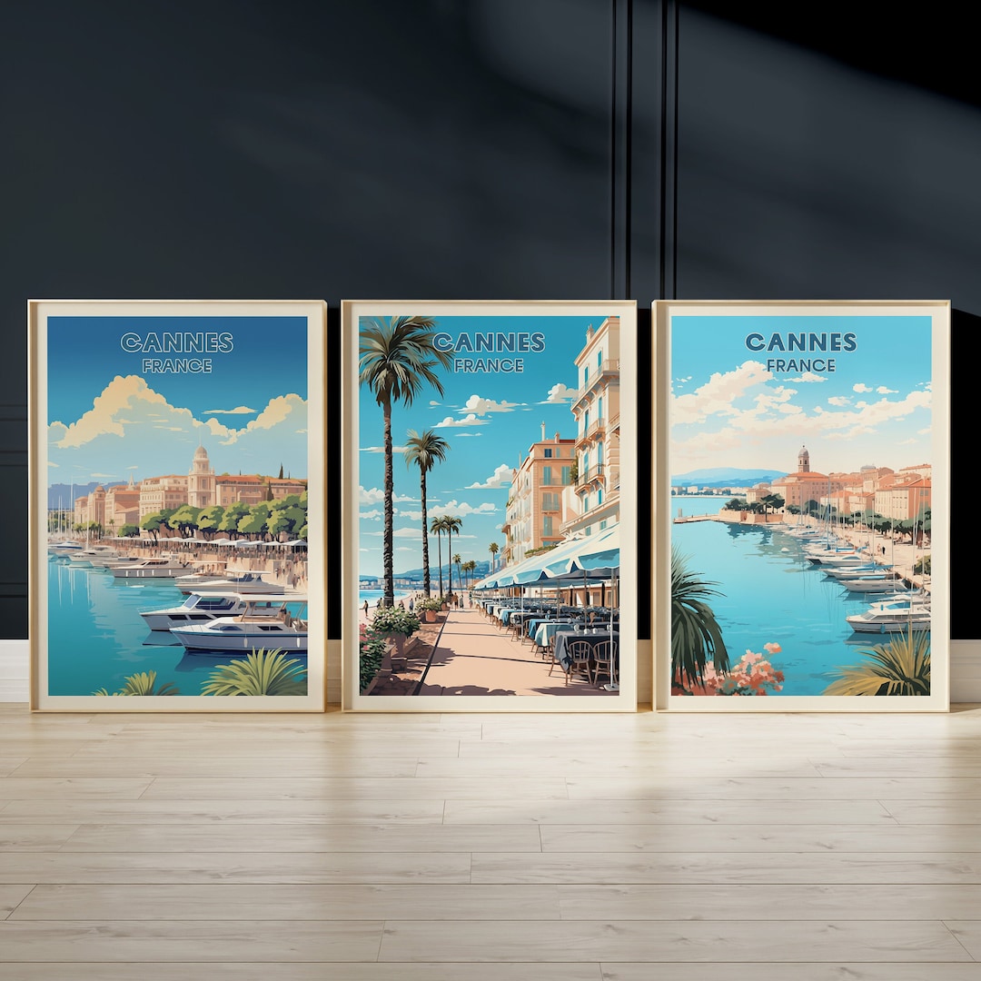 Cannes, French Riviera - Travel Poster - SET OF 2 - Digital Download - Etsy