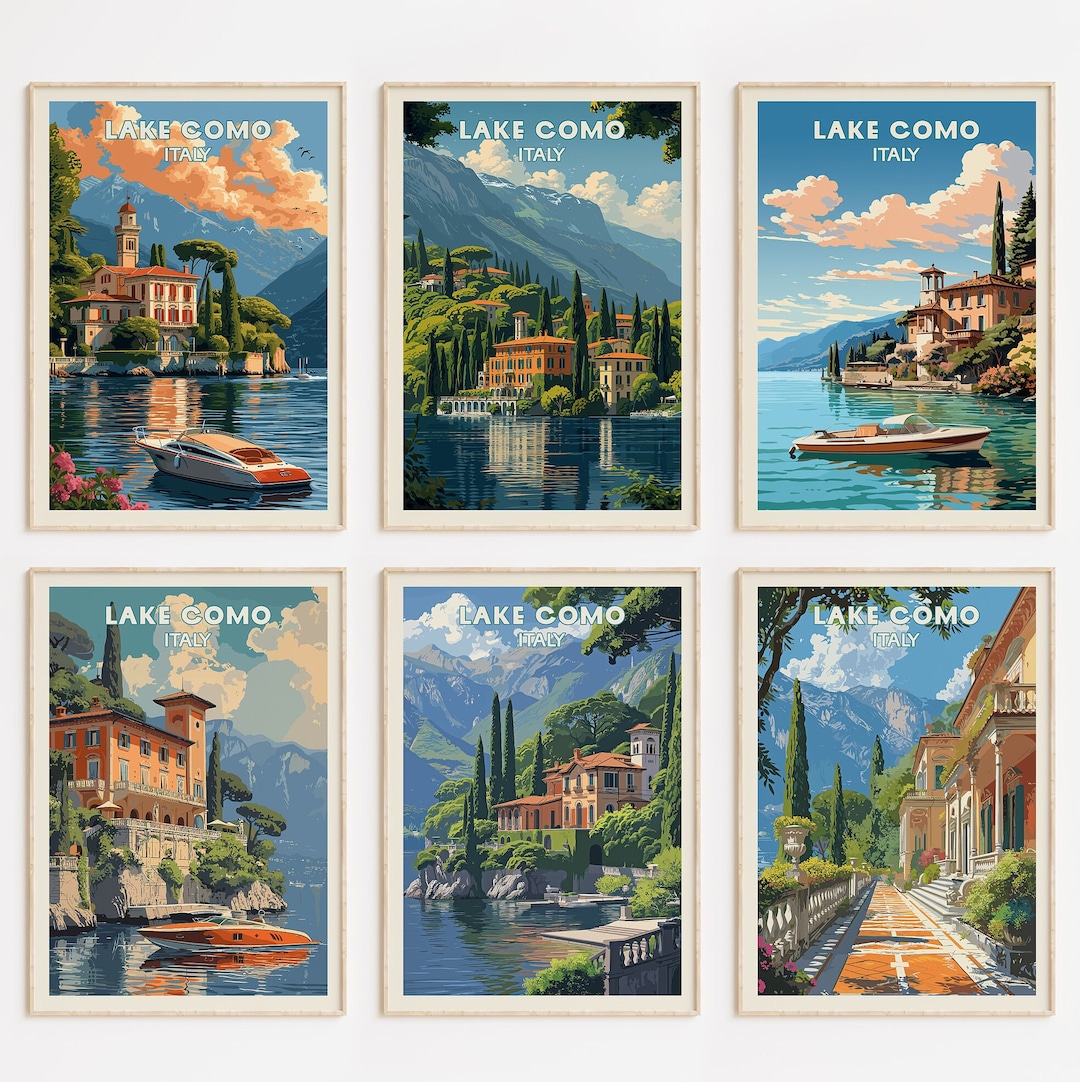 Lake Como, Italy, Travel Poster Set SET OF 6 - Etsy