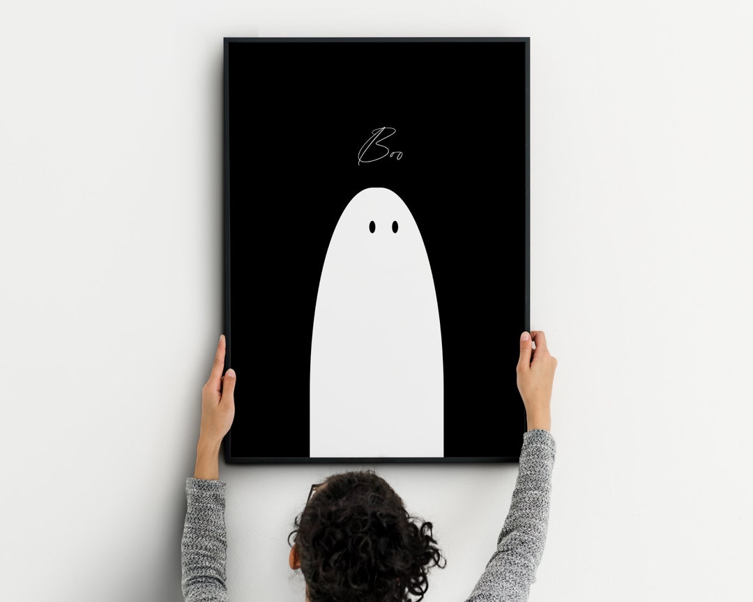 Printable Wall Art Cute Ghost Wall Art Minimalist Halloween Wall Art ...