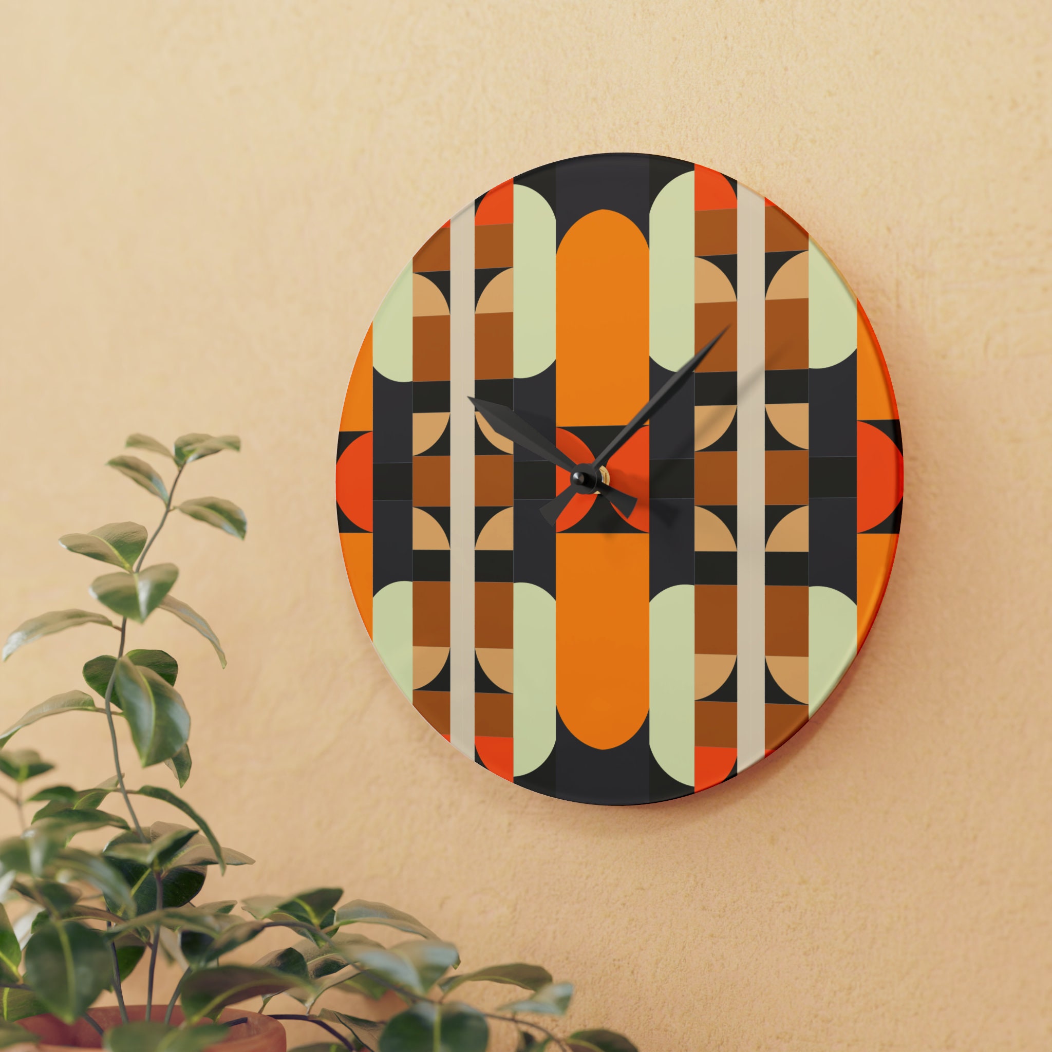 Bauhaus Designs Mid Mod Clock, Cubism, Shapes Geometric Mid Century ...