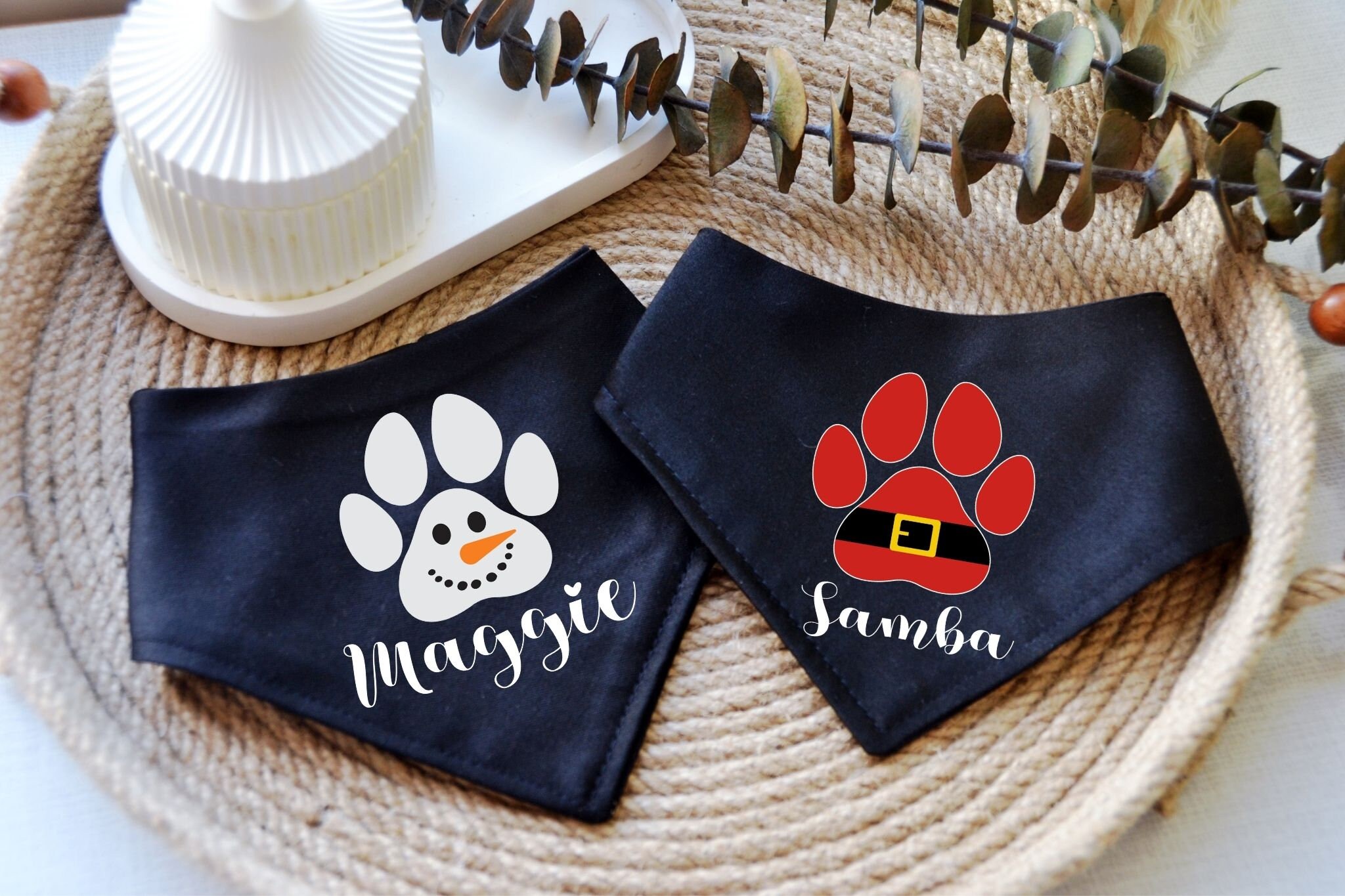 Personalized Christmas Dog Bandana, Santa Dog Bandana, Custom Christmas ...