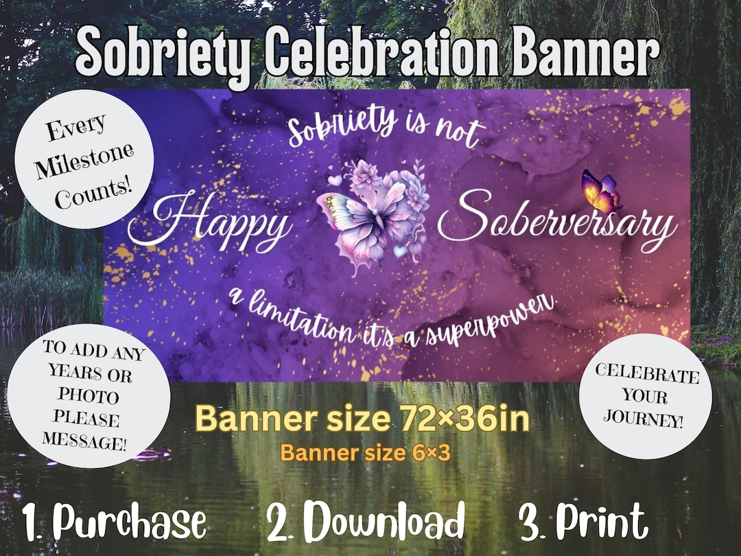 Sobriety Banner, Custom Sobriety Banner, Soberversary, Happy Sober ...