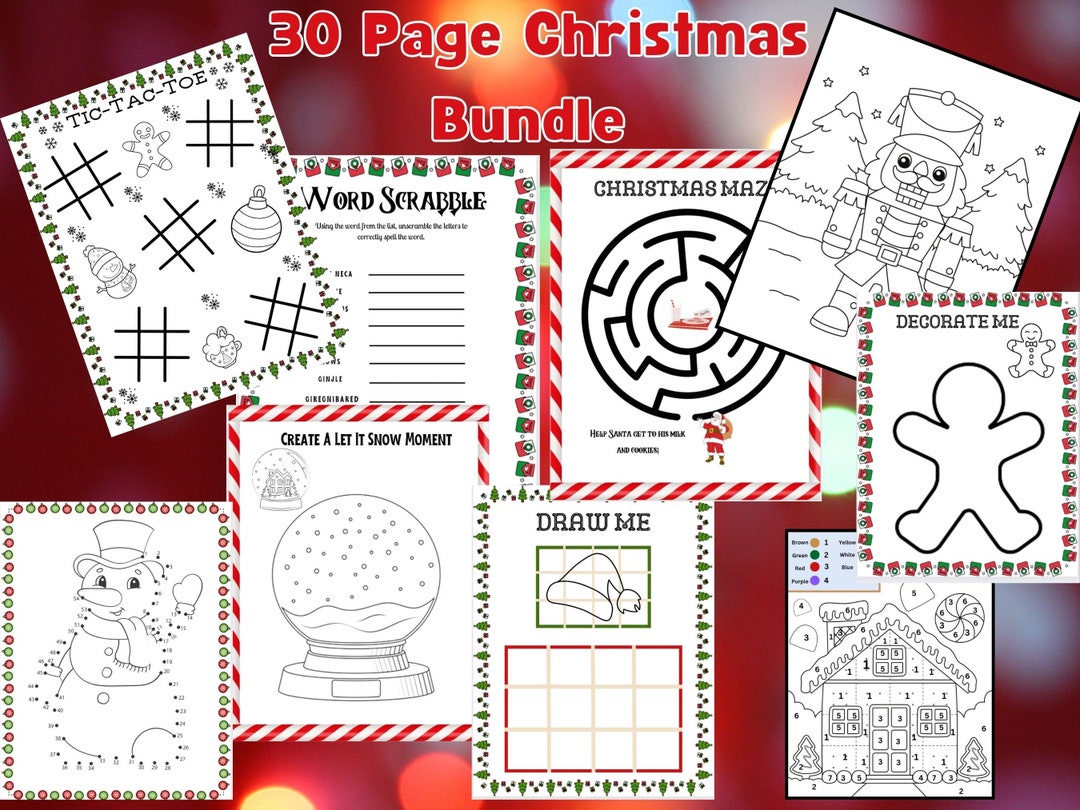 Christmas Activity Pages Christmas Activity Bundle Kids - Etsy