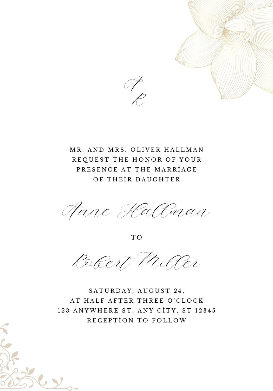 Modern Minimal Wedding Invitation Template, Instant Download, Download ...