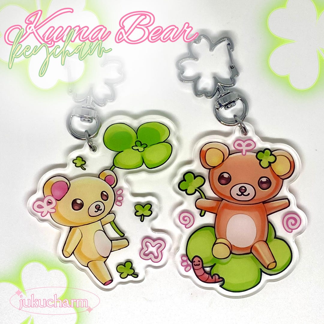 Kawaii Rilakkuma Bear Clover Acrylic Keychain - Etsy