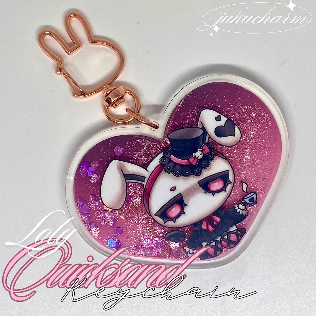 Kawaii Quicksand Glitter Keychain Pastel Goth Pink Bunny Loly - Etsy