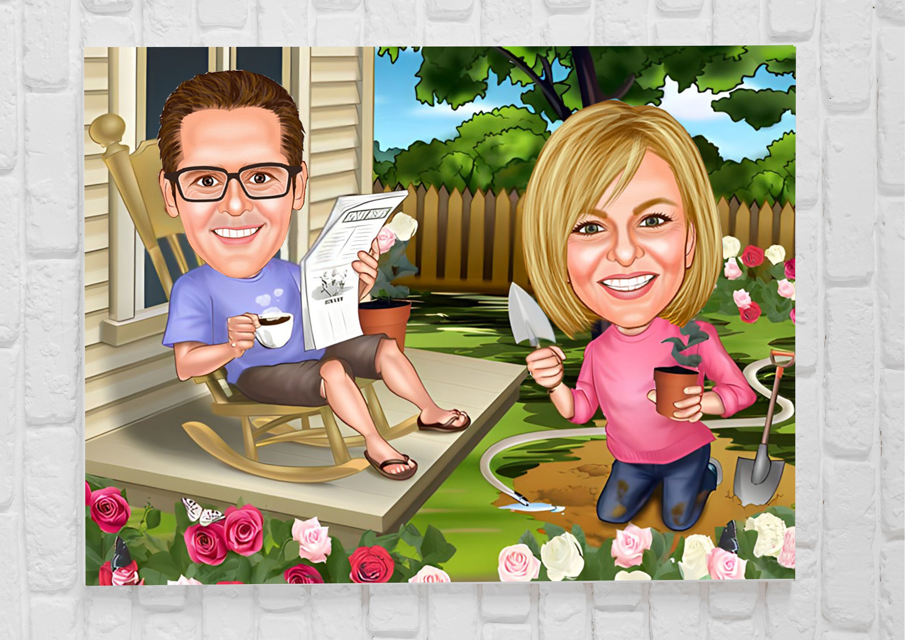 Custom Couple Cartoon Portrait, Couple Portrait, Couple Gift, Couple ...