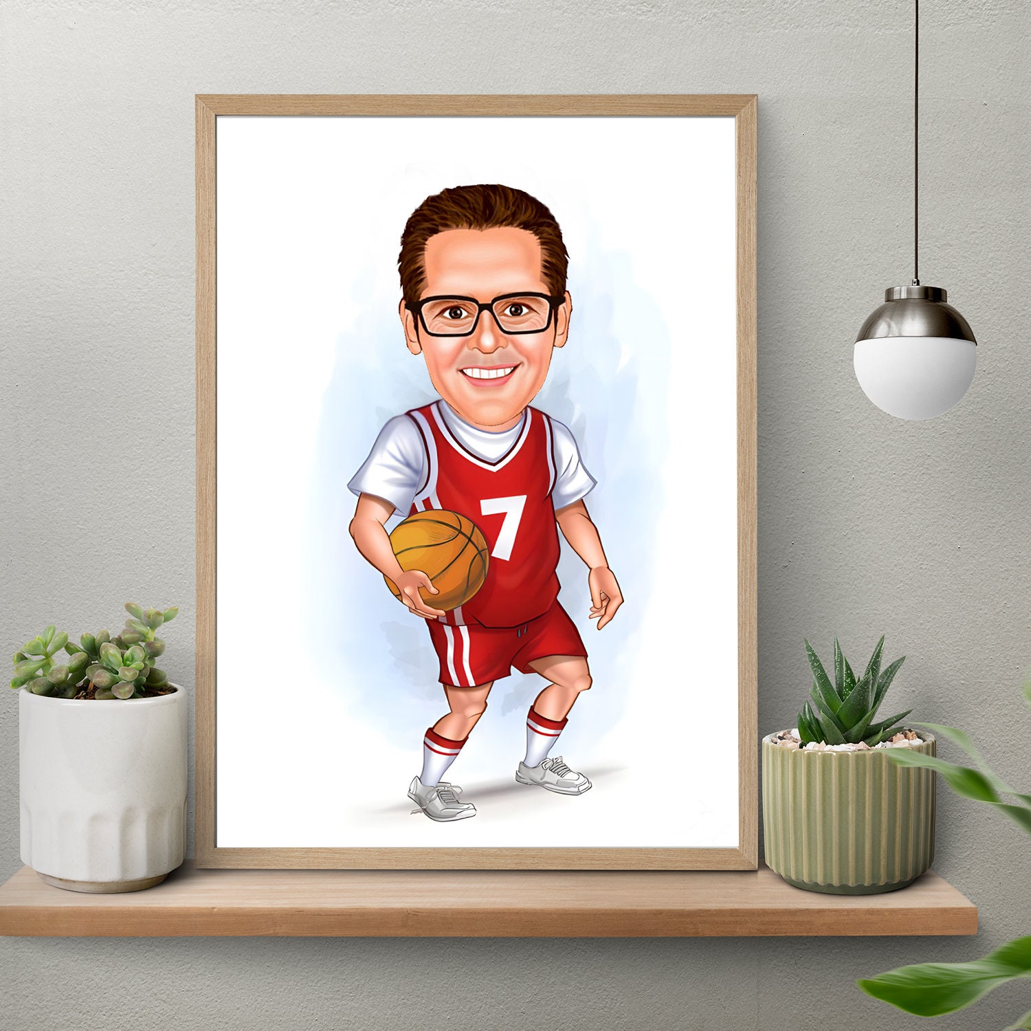 Custom Basketball Player Cartoon Portrait, Basketball Caricature, Gift ...