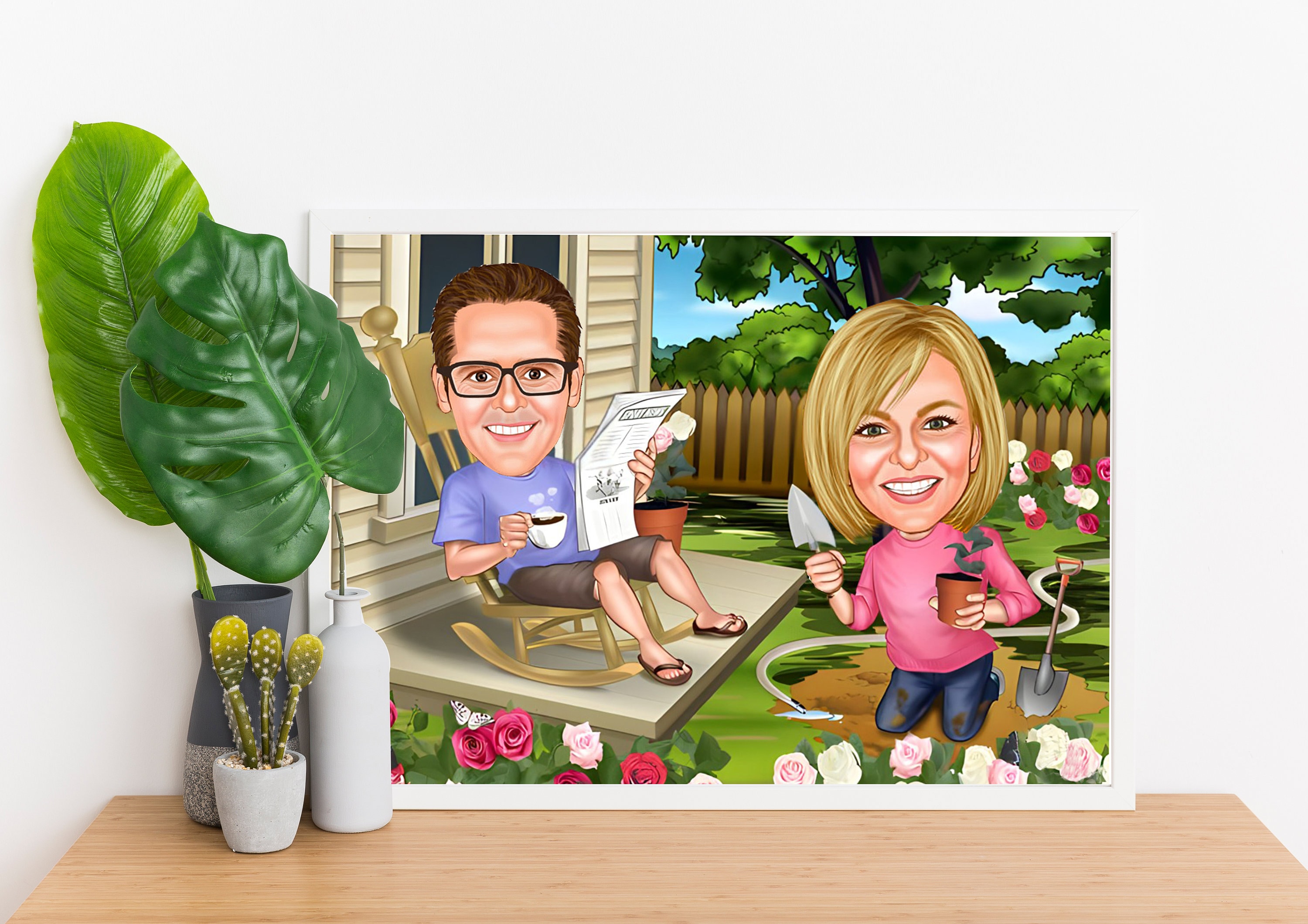 Custom Couple Cartoon Portrait, Couple Portrait, Couple Gift, Couple ...