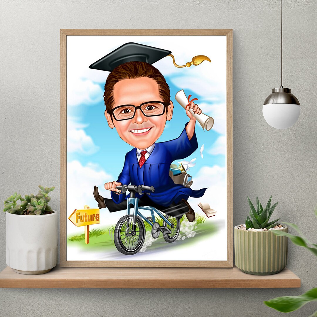Custom Graduation Cartoon Portrait, Graduation Portrait, Graduation ...
