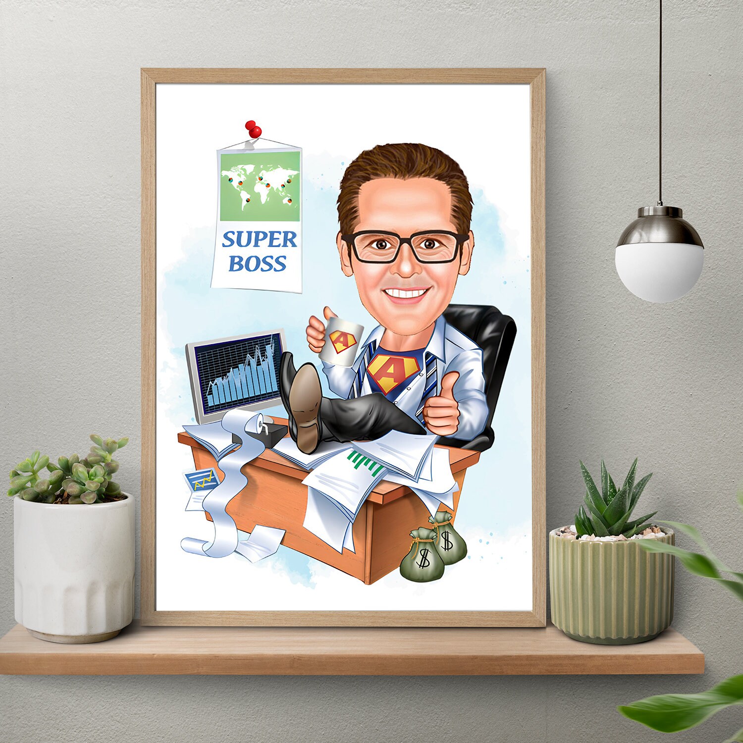 Male Boss Gift, Boss Caricature Drawing From Photo, Funny Cartoon ...