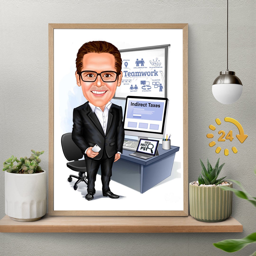 Male Boss Gift, Boss Caricature Drawing From Photo, Funny Cartoon ...