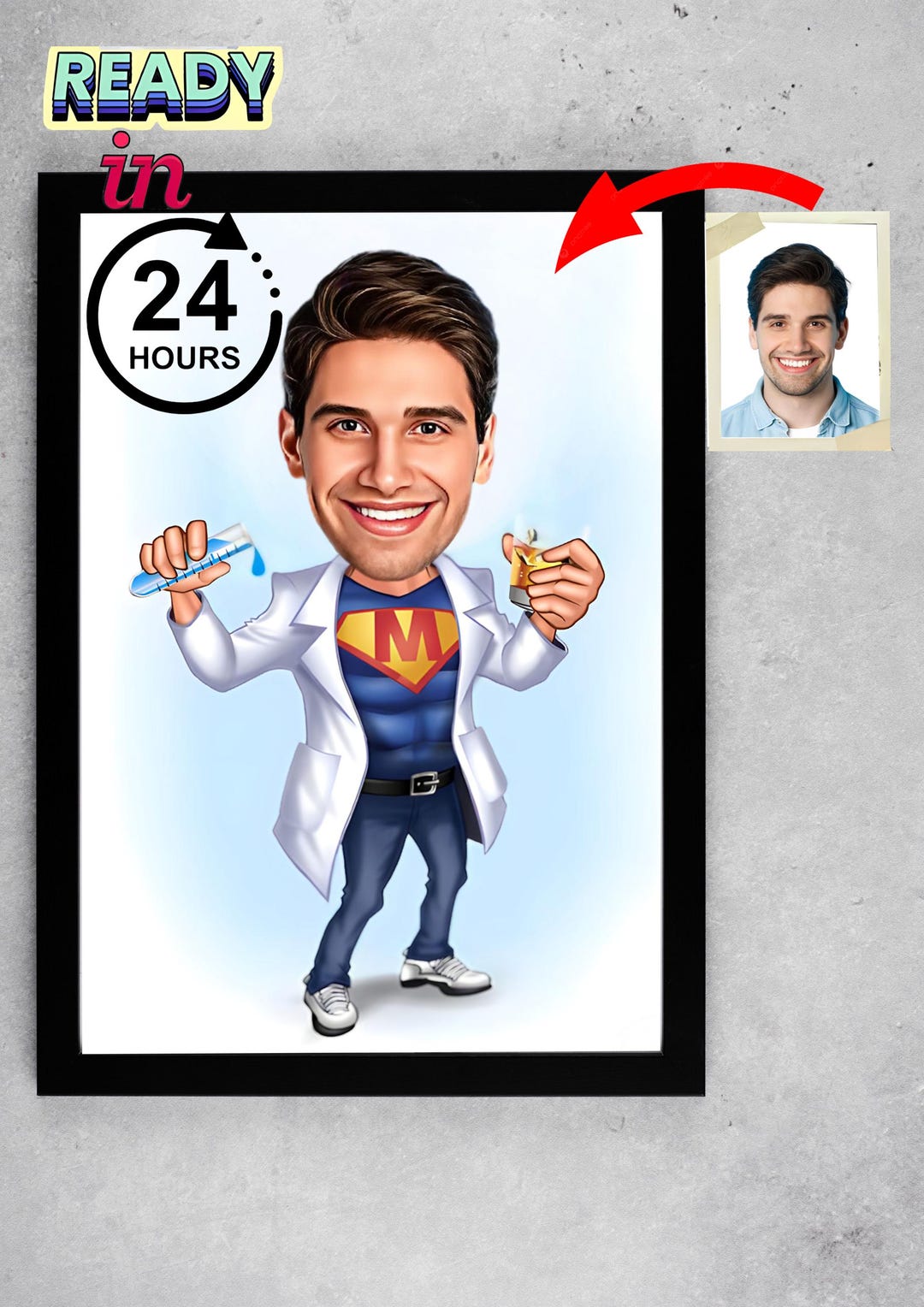 Custom Male Doctor Cartoon Portrait, Doctor Portrait, Doctor Caricature ...