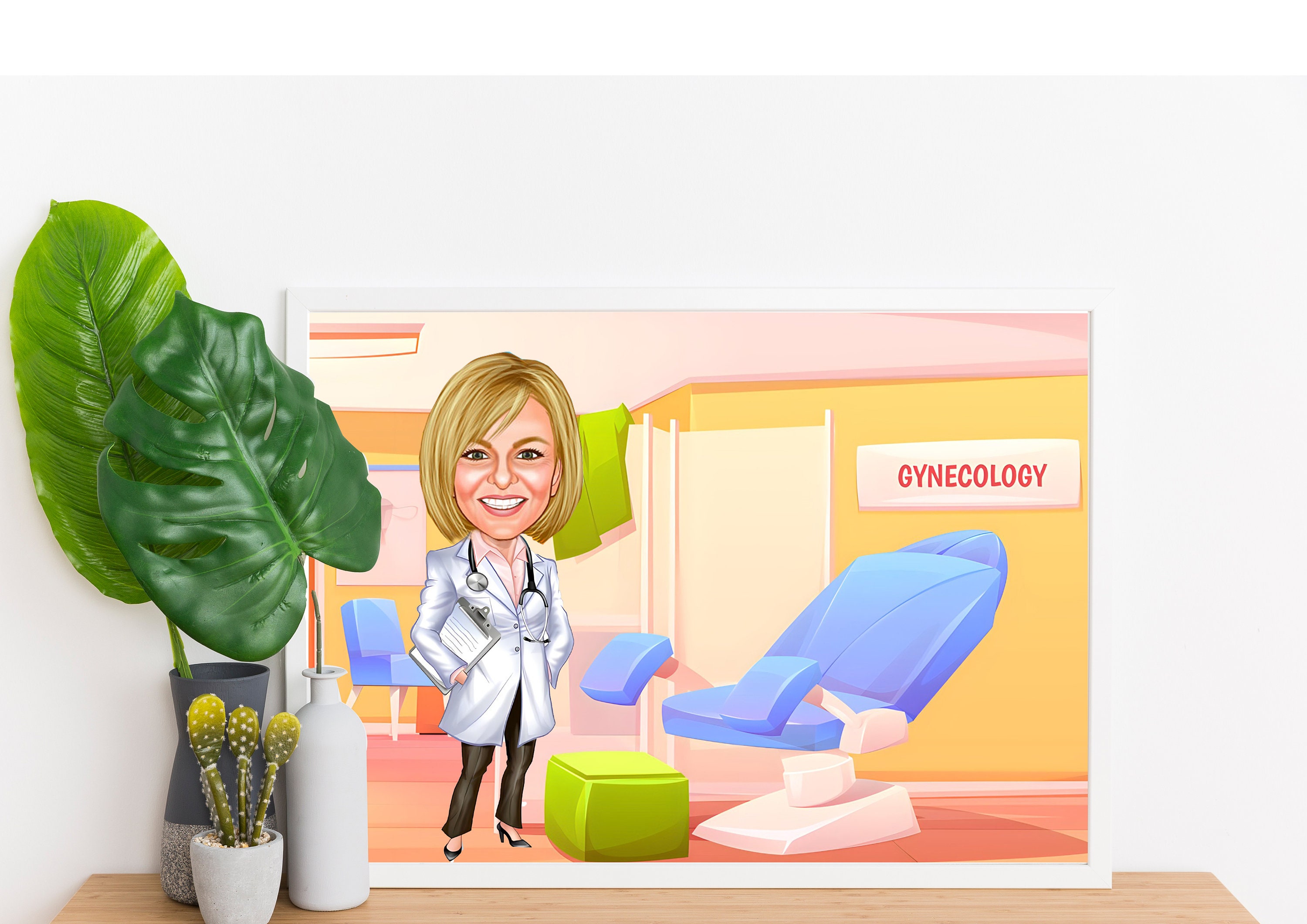 Custom Gynecologist Cartoon Portrait From Photo Gynecologist Gift for ...