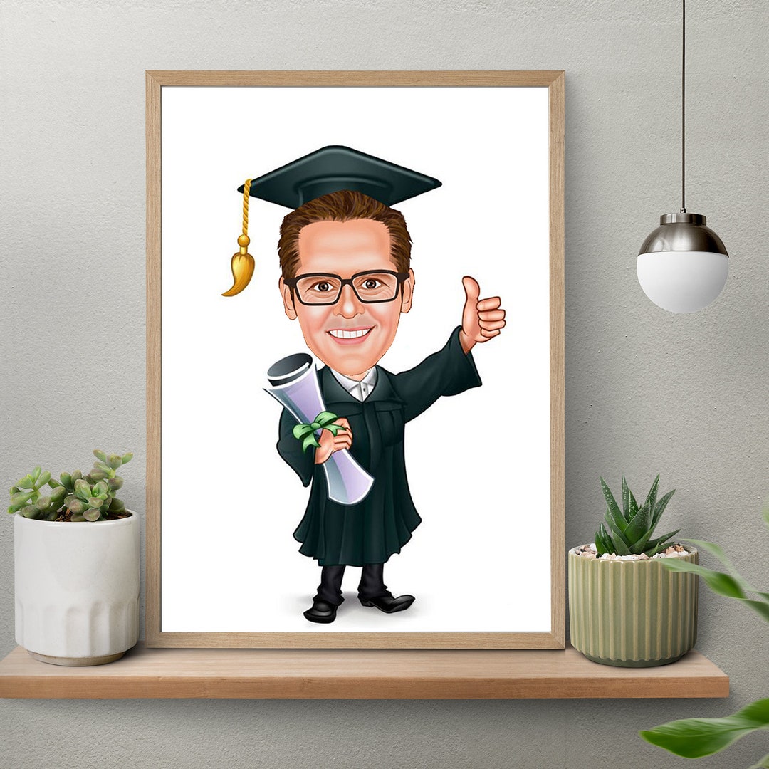 Custom Graduation Cartoon Portrait, Graduation Portrait, Graduation ...