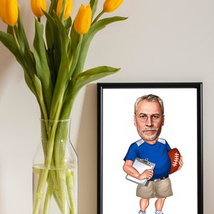 Custom Rugby Coach Cartoon Portrait Drawing From Photo, Gift for Rugby ...