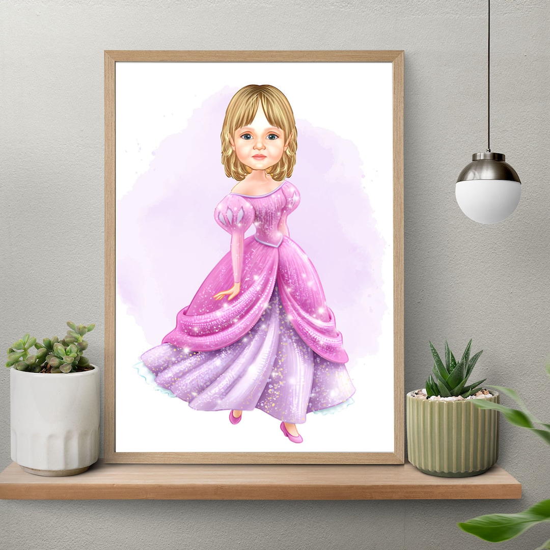 Digital Princess Portrait, Princess Gift, Personalized Princess ...