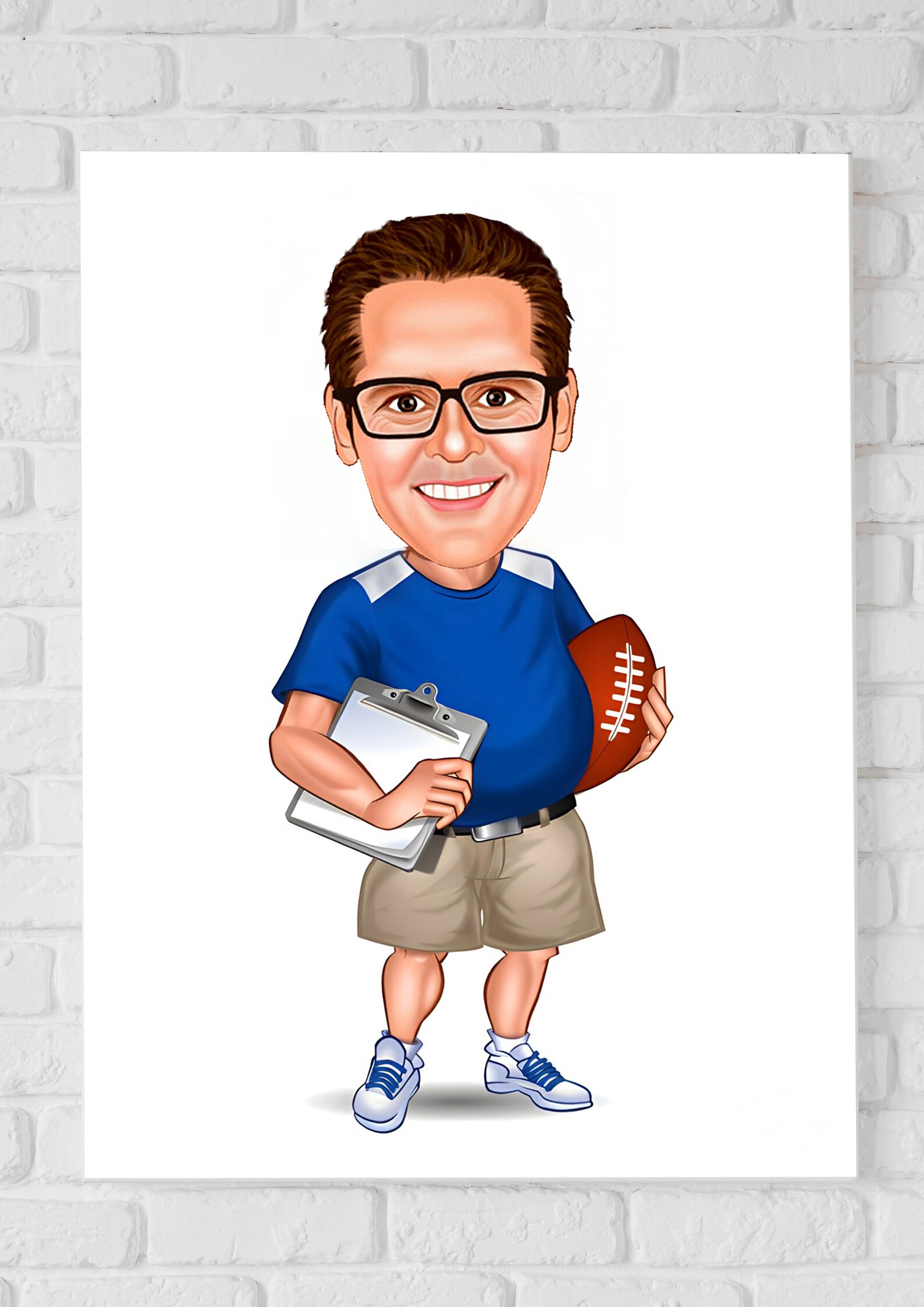 Custom Rugby Coach Cartoon Portrait Drawing From Photo, Gift for Rugby ...