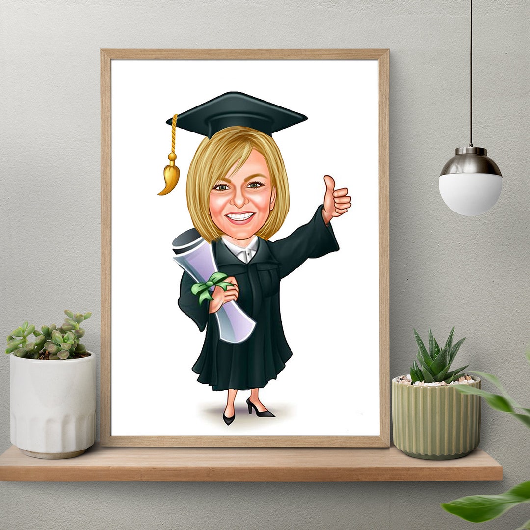 Custom Graduation Cartoon Portrait, Graduation Portrait, Graduation ...
