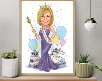 Personalized Birthday Portrait, Birthday Gift Idea, Digital Download ...