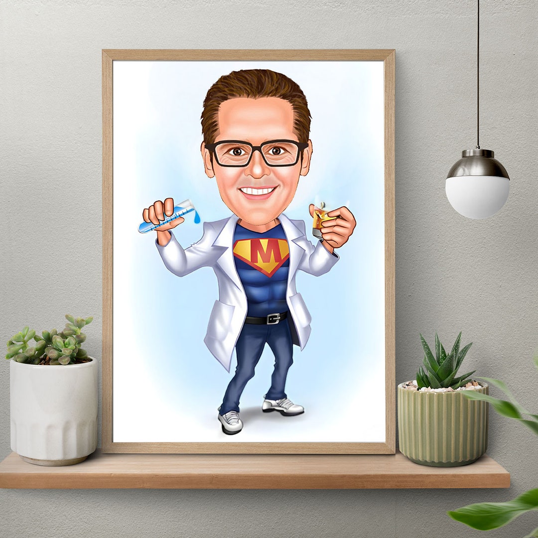 Custom Male Doctor Cartoon Portrait Doctor Portrait Doctor Caricature Men Doctor T Ts
