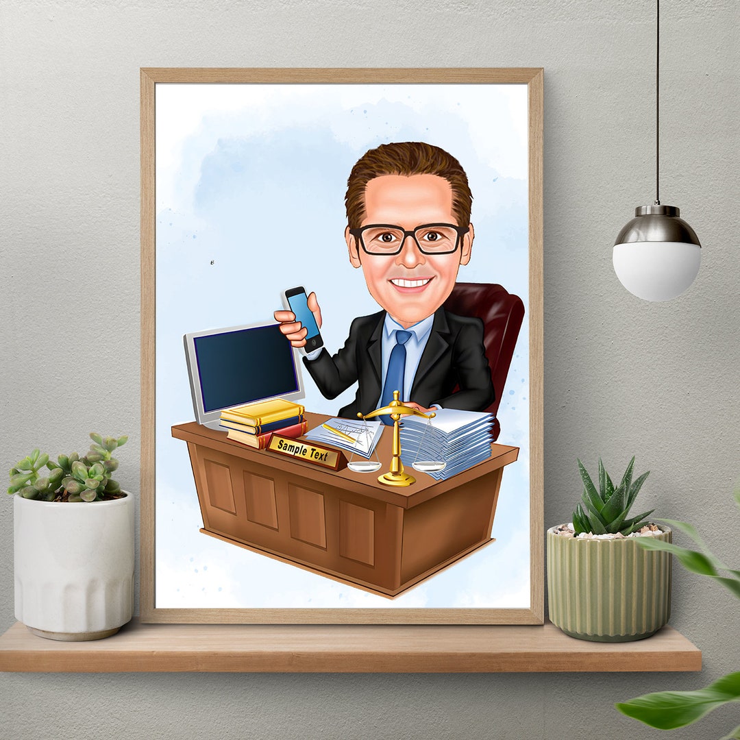 Custom Lawyer Cartoon Portrait, Lawyer Portrait, Lawyer Gift, Lawyer ...